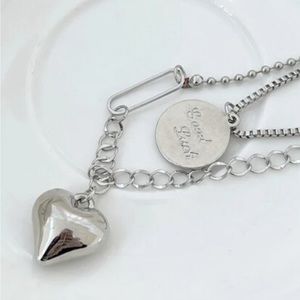 Jewelry | Silver Layered Engraved Good Luck Necklace | Poshmark